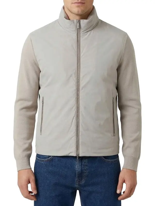 MOORER Technical Fabric And Knit Windbreaker Jacket - Beige