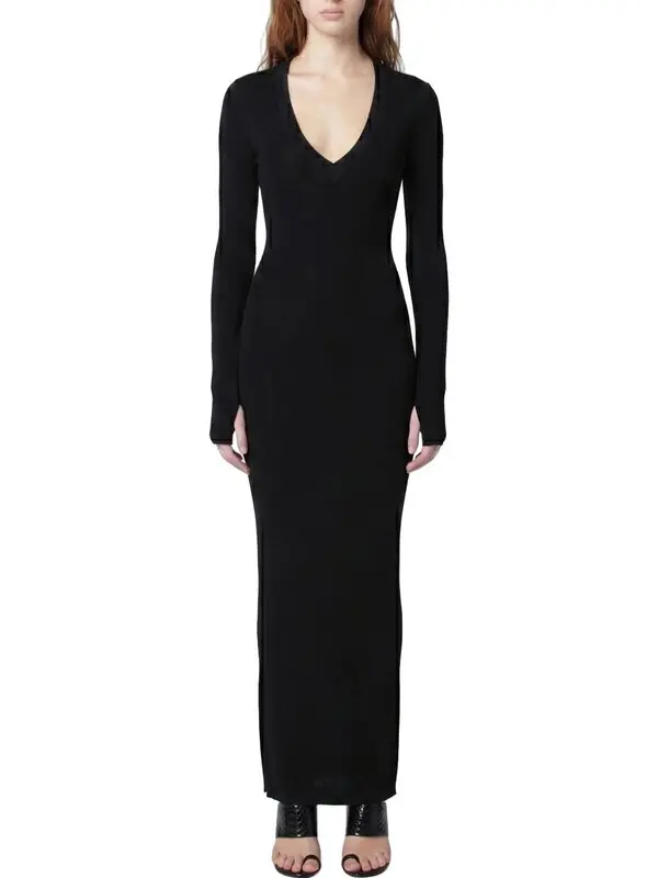ENTIRE STUDIOS Long Sleeve V-neck Maxi Dress - Black