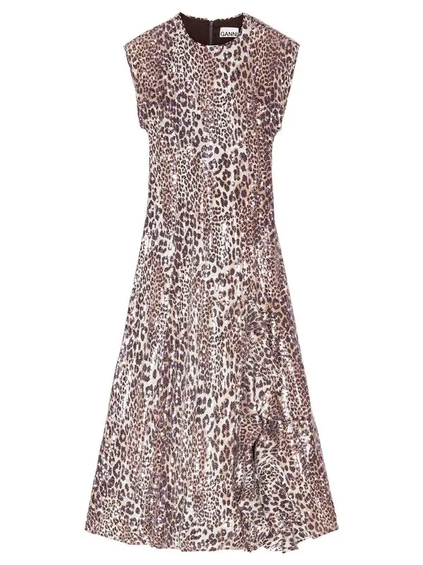 GANNI Leopard Sequins Long Dress - Mixed