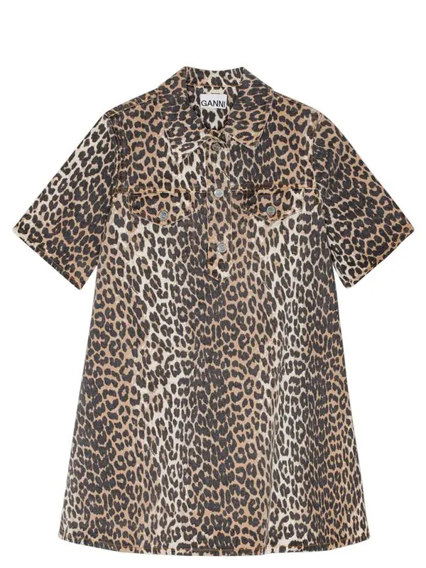 GANNI Leopard Print Mini Dress - Mixed