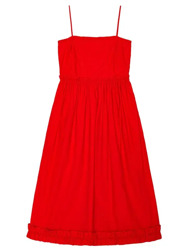GANNI Cotton Poplin Strap Dress - Red