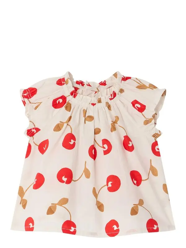 Bonpoint Cotton Cherry Print Blouse - Ivory