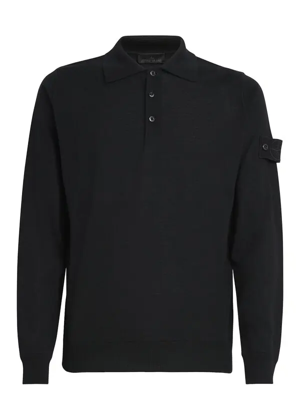 Stone Island Virgin Wool Ghost Polo Sweater - Black