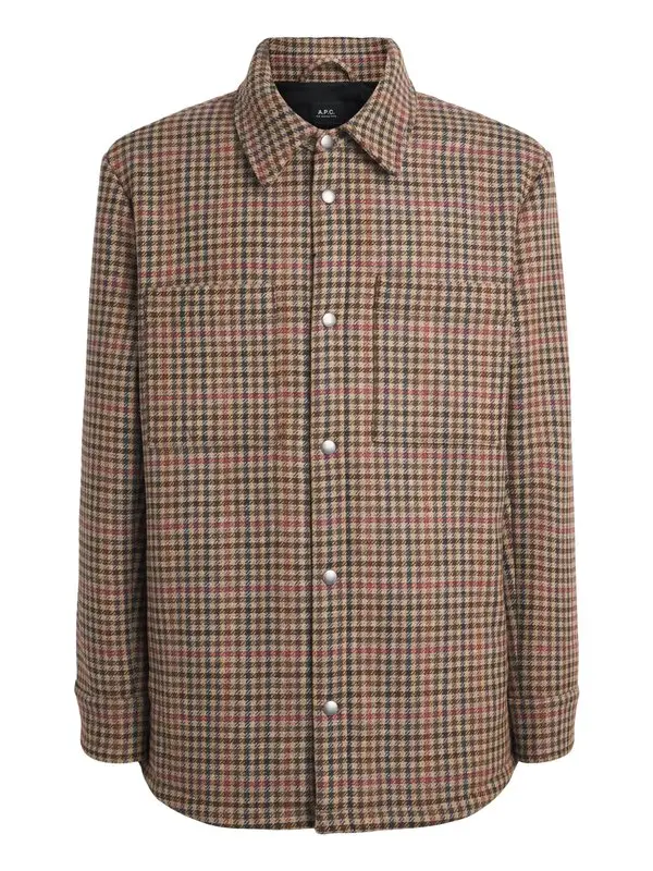 A.p.c. Wool-blend Check Overshirt - Brown
