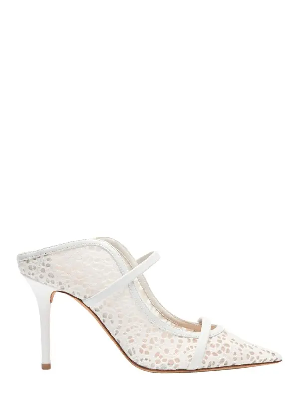MALONE SOULIERS Broderie And Mesh Maureen 85 Heeled Mules - White