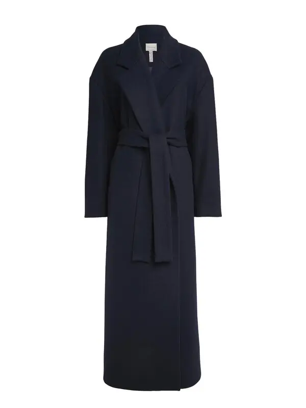 LAURA PITHARAS Wool Grandad Wrap Coat - Navy