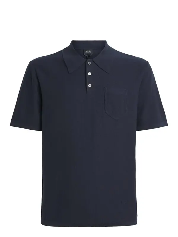 A.p.c. Cotton-cashmere Eliot Polo Shirt - Navy
