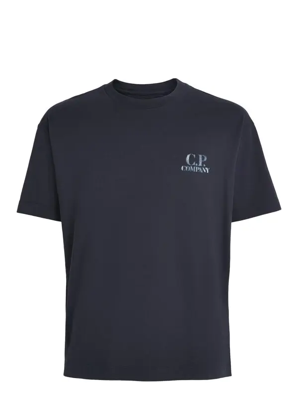 C.P. COMPANY Cotton Pixelated Logo T-shirt - Navy