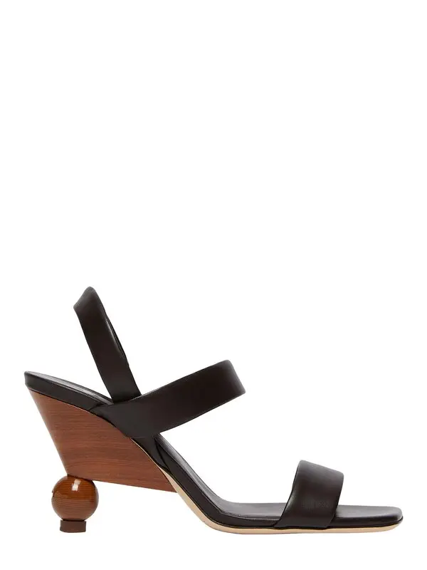 Max Mara Leather Slingback Sandals - Brown