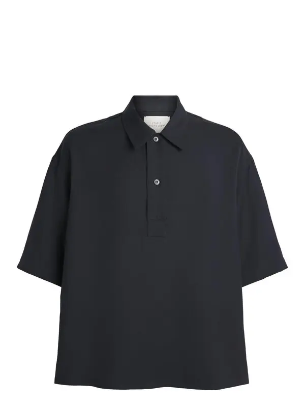 Studio Nicholson Cropped Polo Shirt - Navy