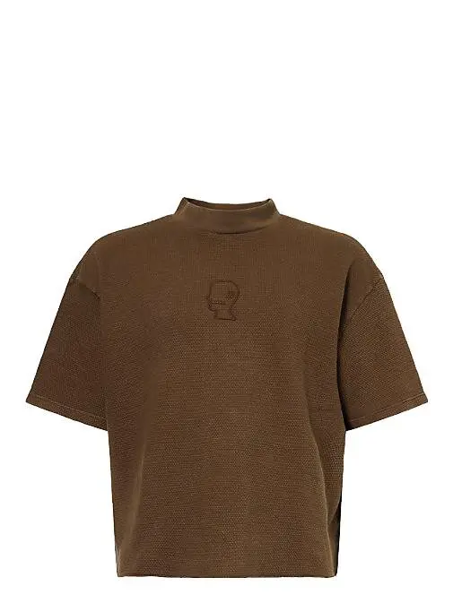 BRAIN DEAD Boxy Waffle-knit Cotton T-shirt - Brown
