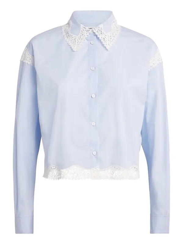 Sandro Cotton Lace-trim Shirt - Blue