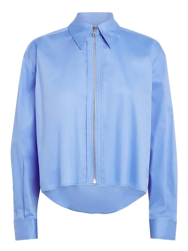Sandro Cotton Zipped Shirt - Blue