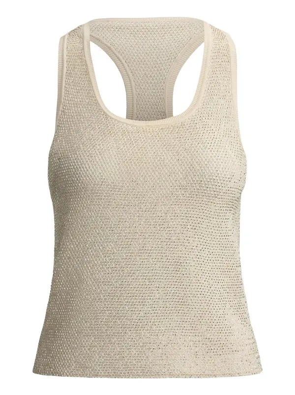 Ralph Lauren Embellished Mulberry Silk Tank Top - Neutral