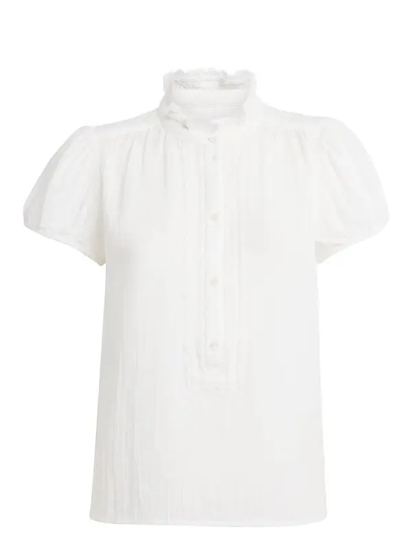 ME+EM Cotton Cheesecloth Blouse - White