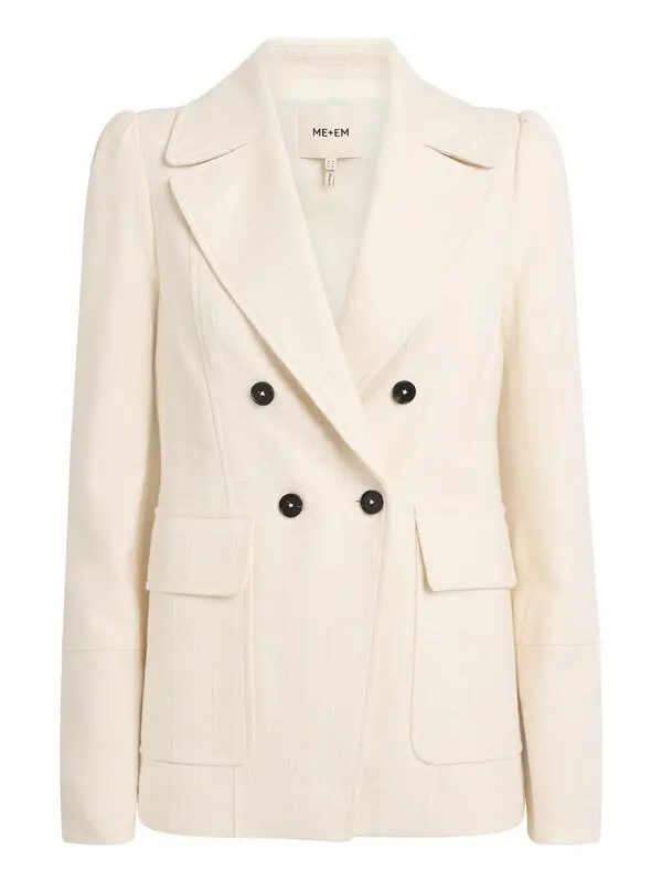 ME+EM Cotton-blend Textured Blazer - White