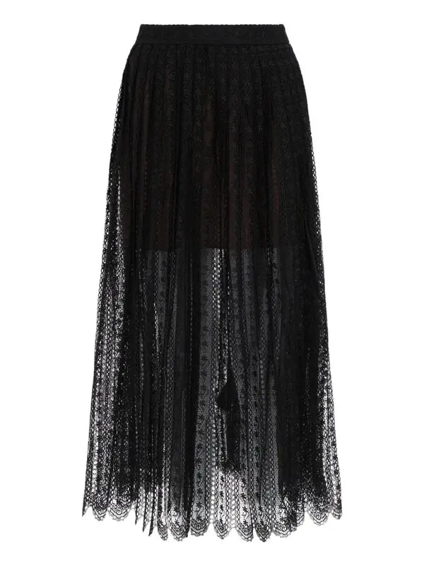 SELF-PORTRAIT Lace Midi Skirt - Black