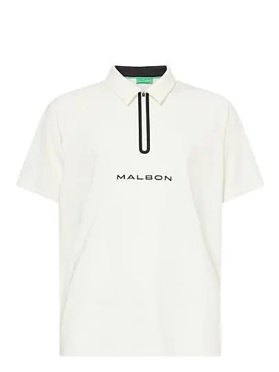 MALBON Logo-print Raglan-sleeve Stretch-jersey Polo Top - White