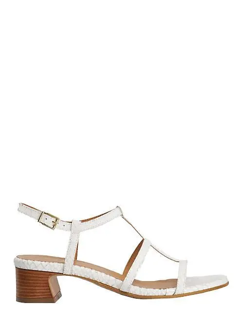 DUNE Justly Faux-leather Heeled Sandals - White Synthetic Reptile