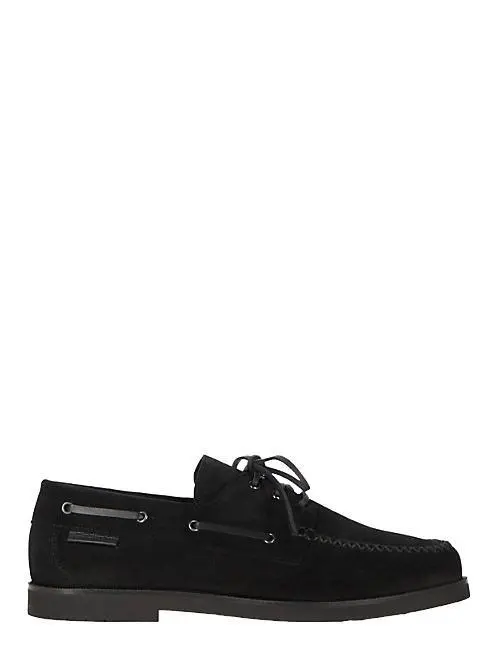 The Kooples Lace-up Suede Loafers - Black