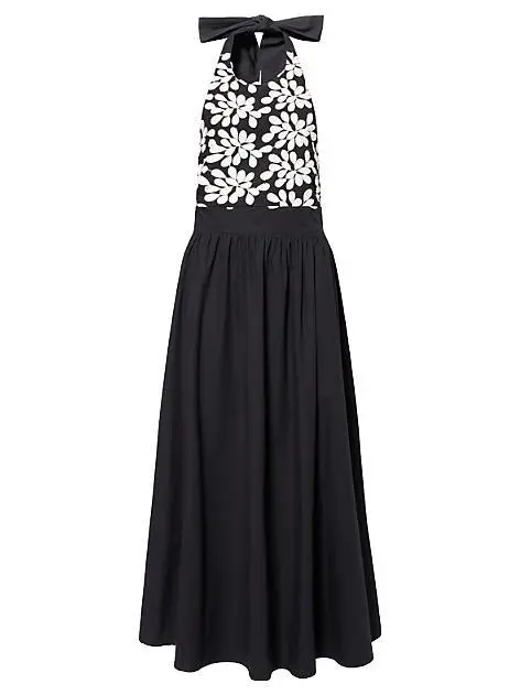 DESTREE Lila Embroidered Midi Dress - Black And White