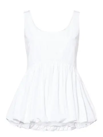 ROHE FRAMES Peplum Balloon Cotton Top - Optic White