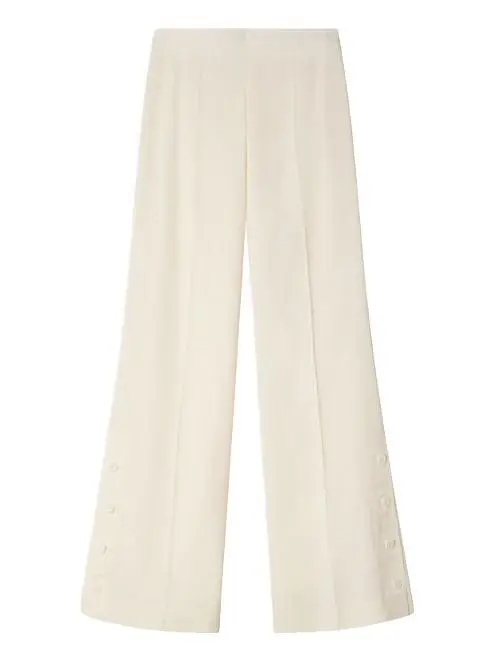 Sandro Wide-leg High-rise Woven Trousers - Ecru