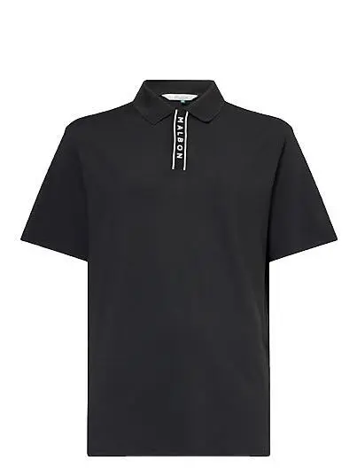 MALBON Logo-print Placket Stretch-jersey Polo Top - Black