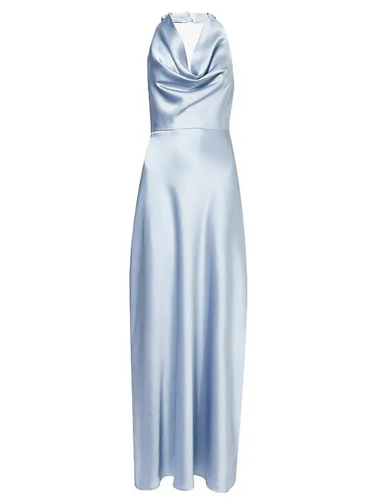 4TH & RECKLESS Satin Maxi Dress With Cowl Neck - Blue