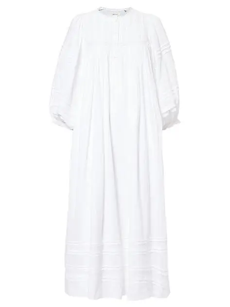 SKALL STUDIO Florentine Embroidered Cotton Midi Dress - Optic White