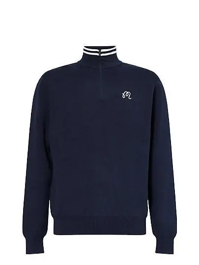 MALBON Quarter-zip Cotton-blend Jumper - Navy