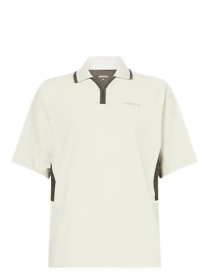 MANORS Club Logo-print Stretch-jersey Polo Top - Pebble