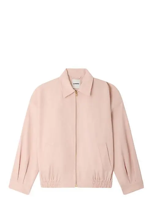 Sandro Collared Relaxed-fit Cotton And Linen-blend Jacket - Pink