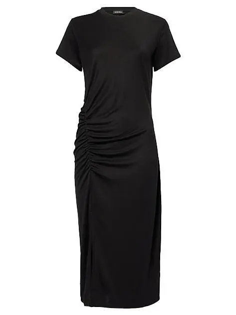 ANINE BING Vida Ruched Stretch-jersey Midi Dress - Black