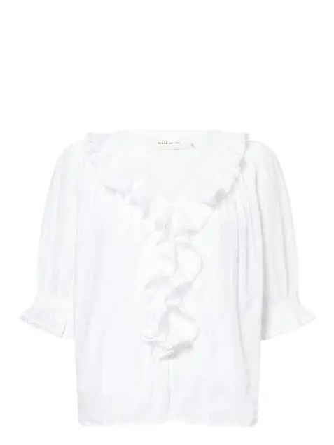 SKALL STUDIO Clea Frilled Cotton Top - Optic White