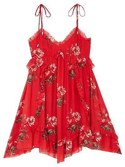 The Kooples Floral-print Woven Mini Dress - Red / Green