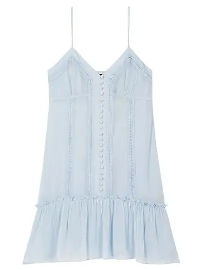 The Kooples Fitted Lace-embroidered Woven Mini Dress - Light Blue