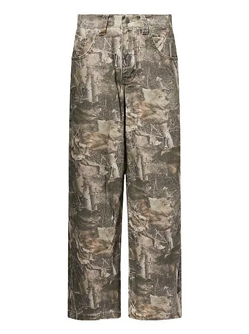 JADED LONDON Woodland Camouflage Denim Jeans - Khaki