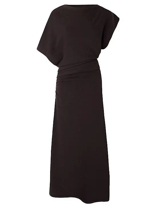 Soeur Divine Asymmetric-sleeve Maxi Dress - Charbon