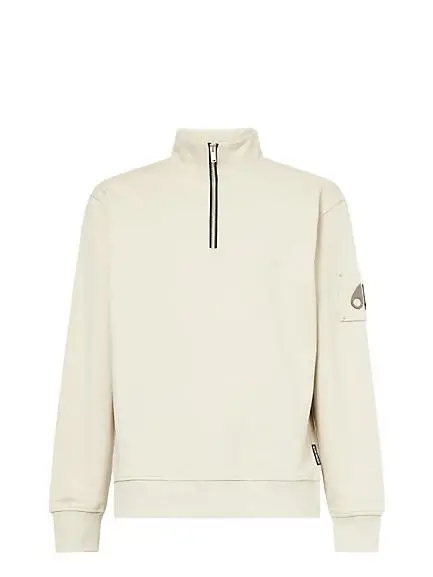 Moose Knuckles Hartsfield Quarter-zip Cotton Sweatshirt - Alabaster