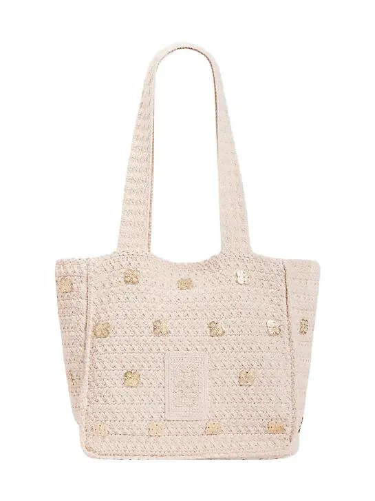 Sandro Tassel Crochet Shoulder Bag - Ecru