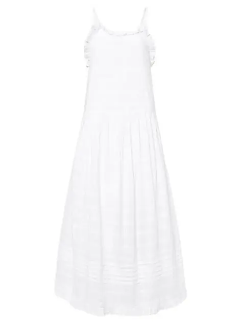 SKALL STUDIO Fiore Frilled Cotton Midi Dress - Optic White