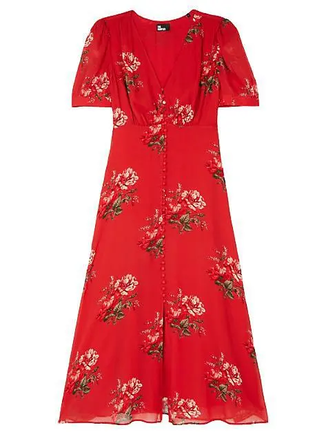 The Kooples Floral-print Woven Maxi Dress - Red / Green