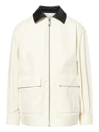 ANINE BING Holden Contrasting-collar Cotton Jacket - Ecru