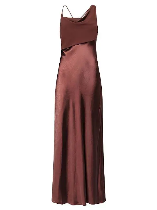 4TH & RECKLESS Asymmetric Satin Maxi Dress - Brown