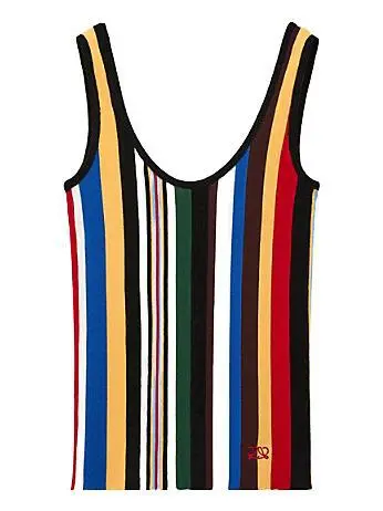 Loewe Striped Scoop-neck Woven Tank Top - Red/multicolour