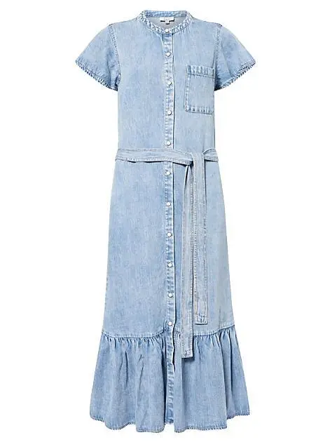 Rails Kahlo Belted Woven Midi Dress - Faded Indigo