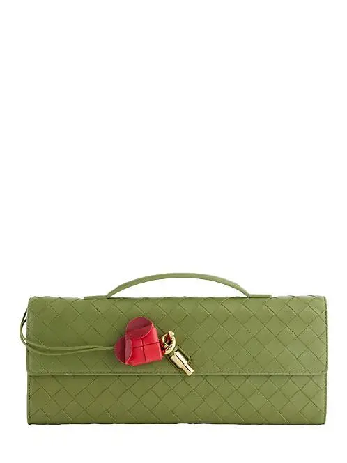 Bottega Veneta Andiamo Leather Clutch - Matcha Lipstick