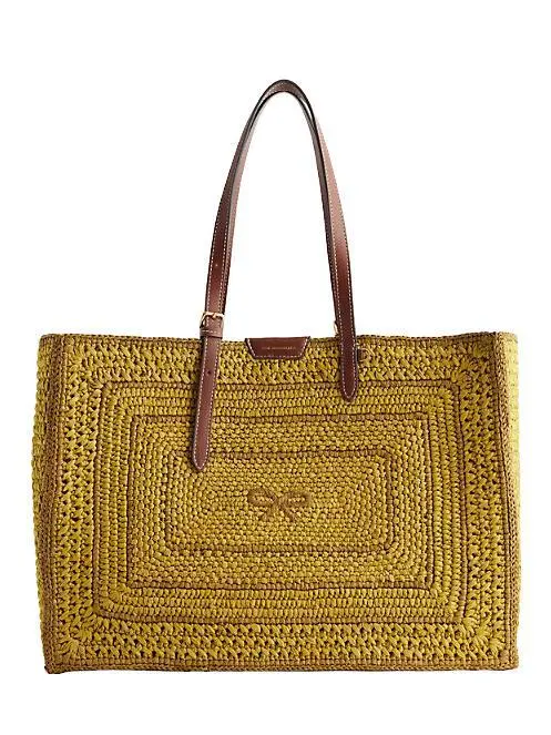 ANYA HINDMARCH Bow Raffia Tote Bag - Caper