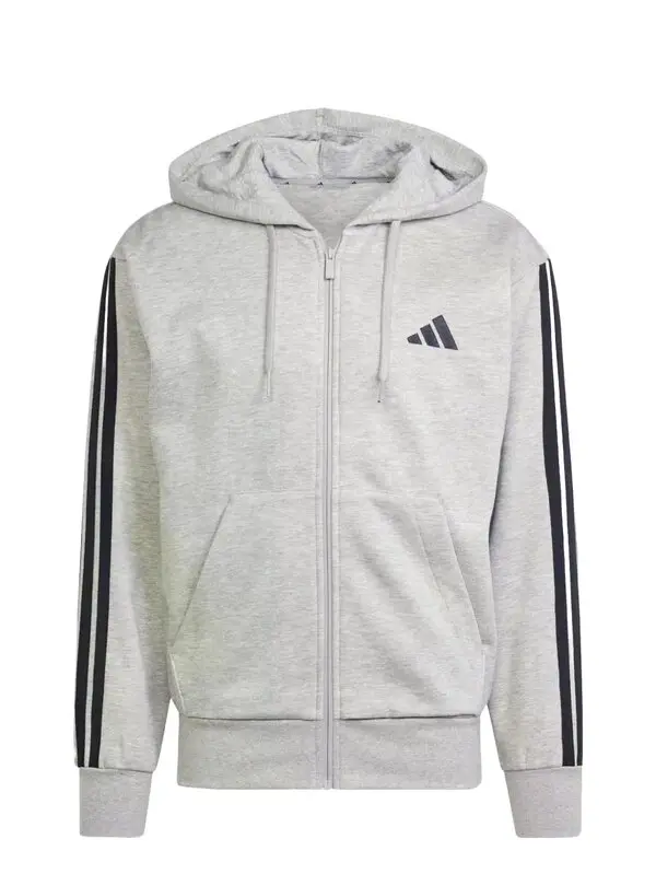 Adidas Striped Zip-up Hoodie - Grey